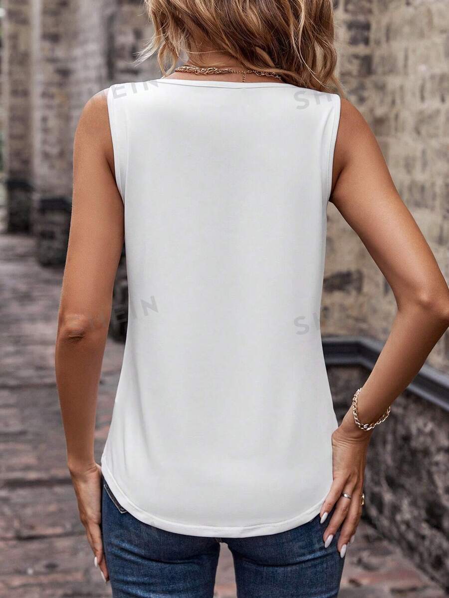 SHEIN LUNE Solid V Neck Tank Top | SHEIN UK