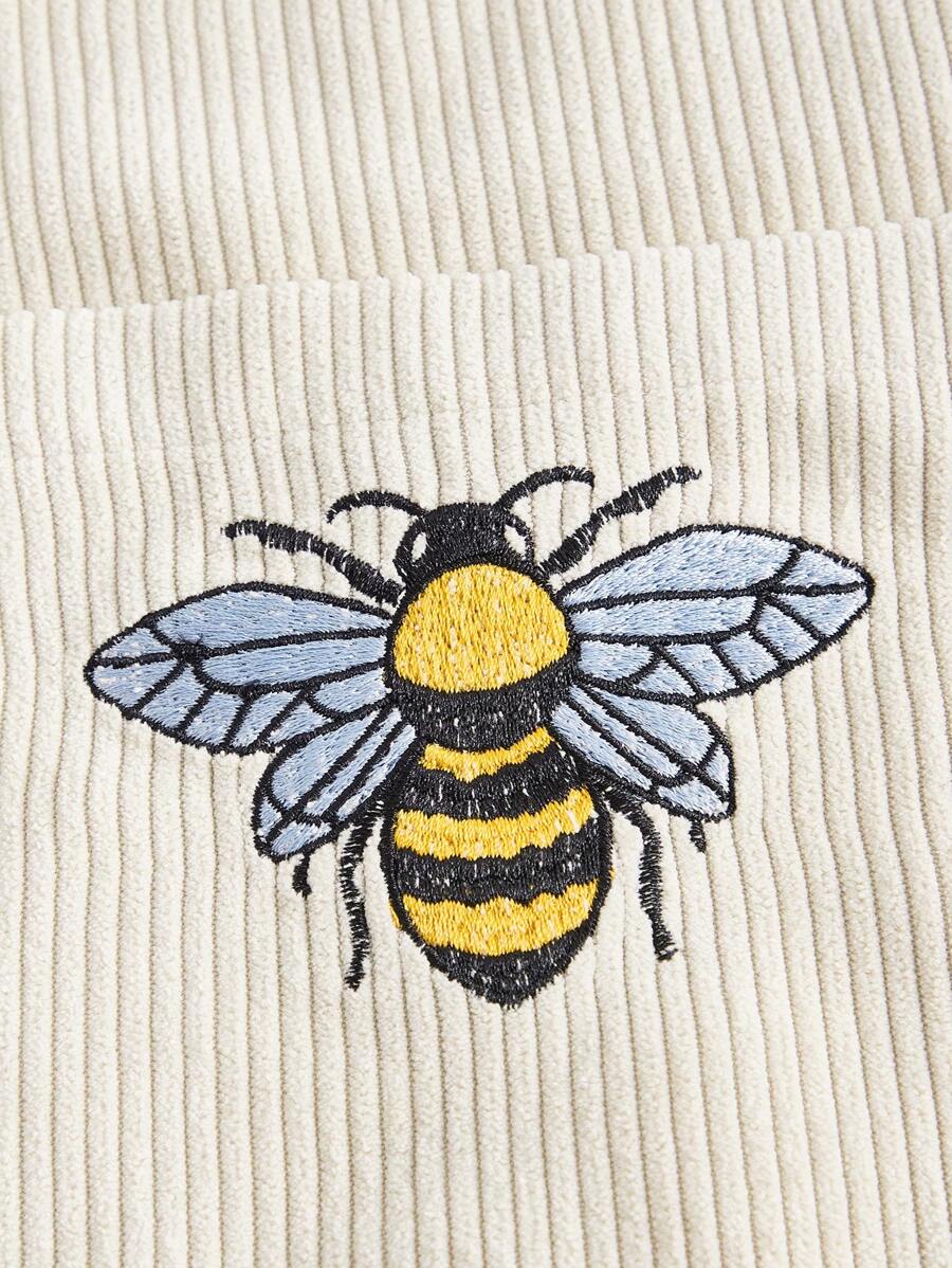 Emma Jane Creative Bee Embroidery Overall Romper | SHEIN UK