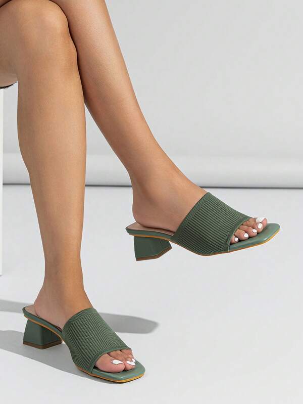 Women's Mid-heel Mules, Minimalist Chunky Heel Mules | SHEIN USA