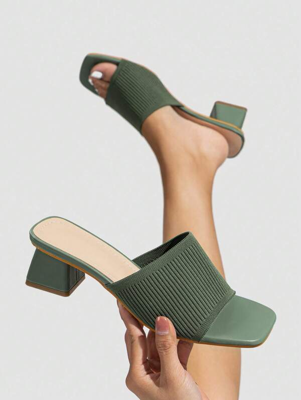 Women's Mid-heel Mules, Minimalist Chunky Heel Mules | SHEIN USA
