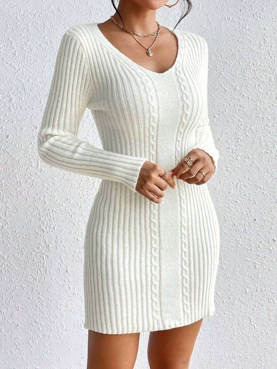 Chiquease Cable Knit Sweater Dress Without Belt | SHEIN USA