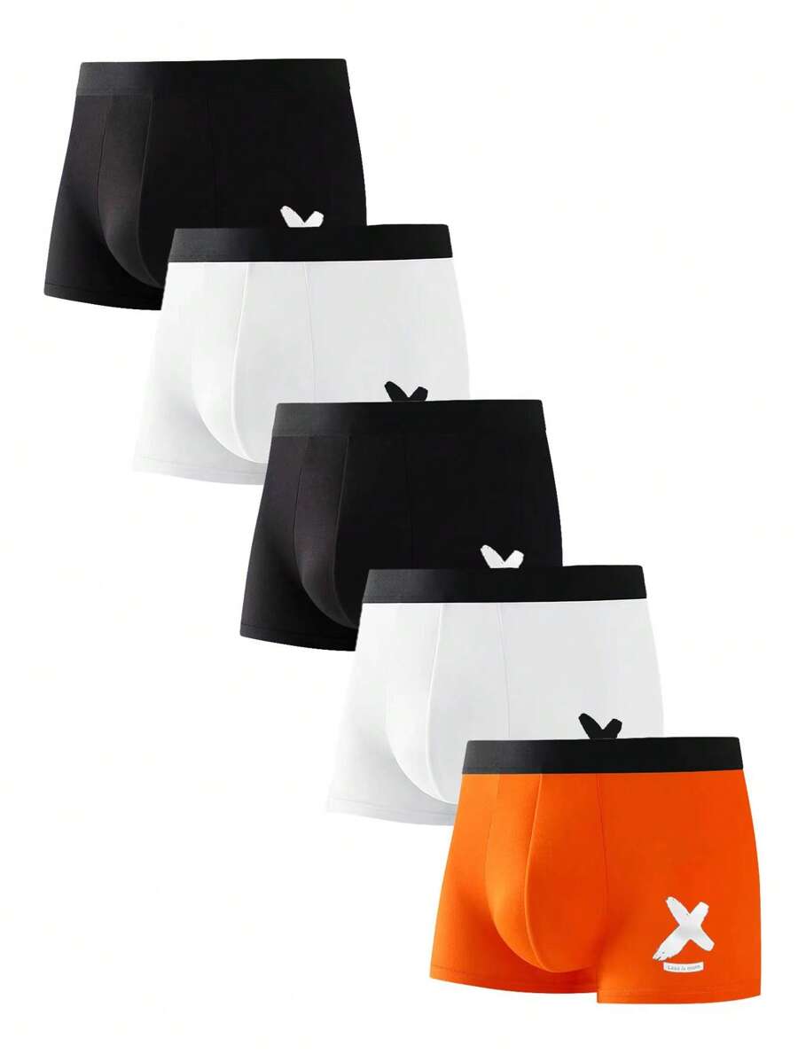 Men 5pcs Letter Graphic Colorblock Boxer Brief | SHEIN USA