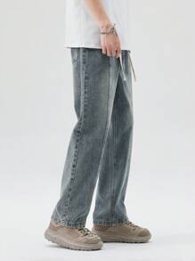 Hombres Jeans de pierna recta de cintura con cordón | Mode de Mujer ...