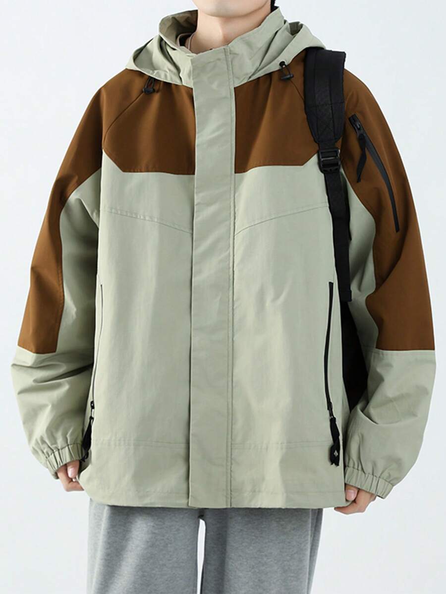 Men Colorblock Zip Up Hooded Jacket | SHEIN USA