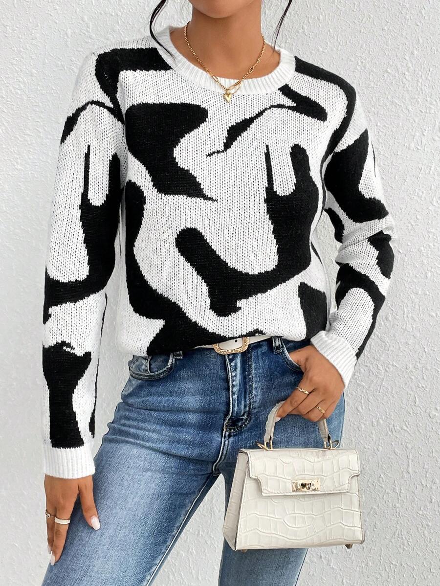 SHEIN Essnce Graphic Pattern Sweater | SHEIN USA