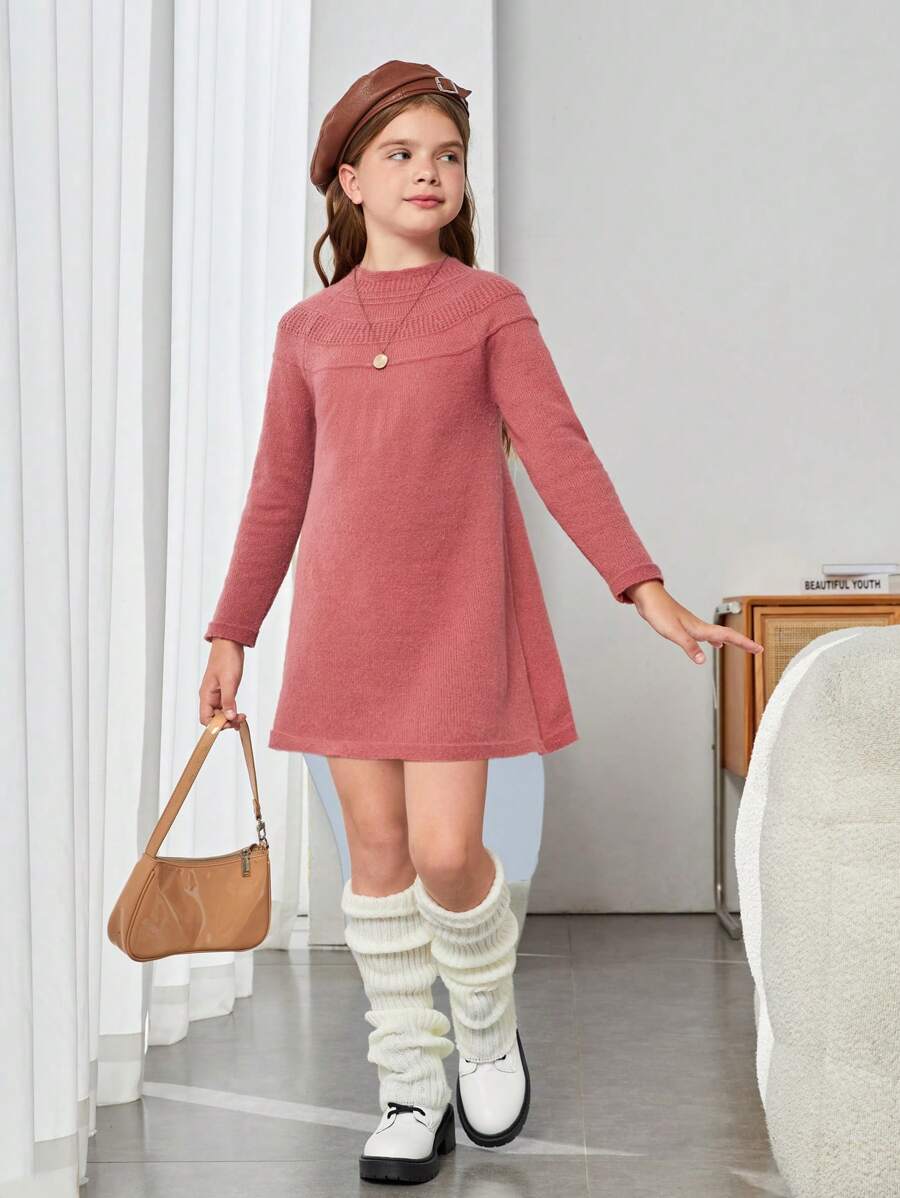 SHEIN Tween Girl Casual Loose Fit Long Sleeve Round Neck Pullover ...