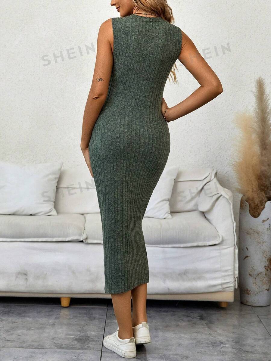 SHEIN Maternity Ribbed Knit Tank Dress | SHEIN USA