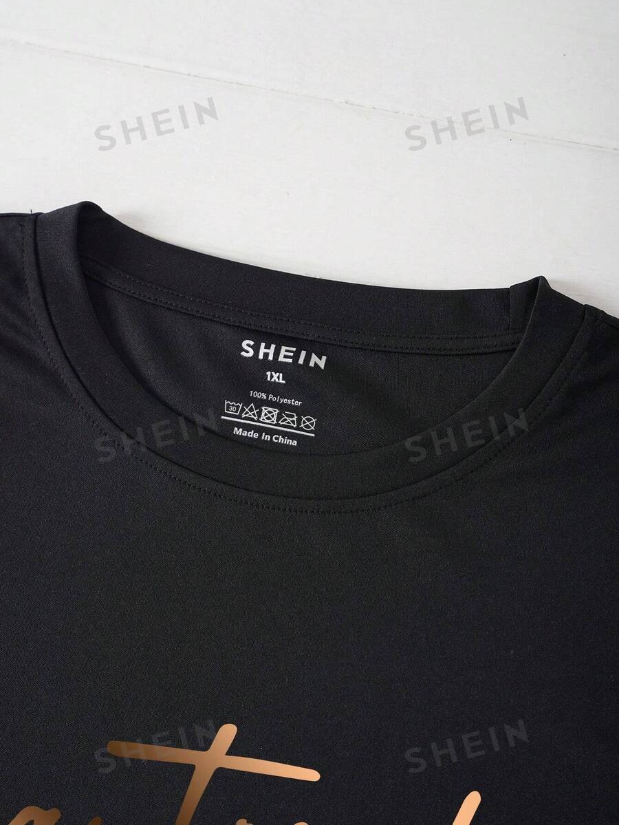 SHEIN EZwear Plus Letter Graphic Tee | SHEIN USA