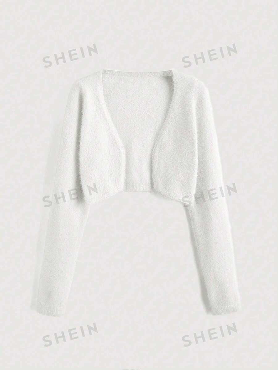 SHEIN MOD Solid Open Front Crop Cardigan | SHEIN EUR