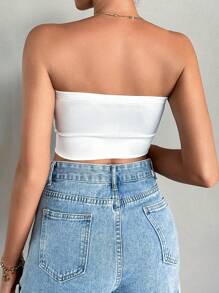 SHEIN Privé Solid Pleated Tube Top | SHEIN USA