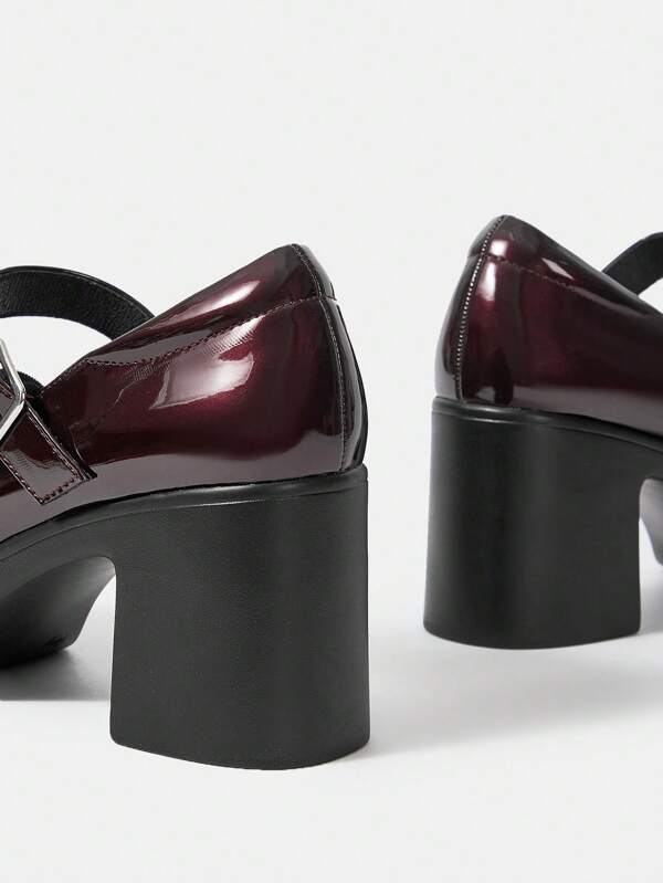 SHEIN MOD Women Buckle Decor Platform Chunky Heeled Pumps, Fashion ...