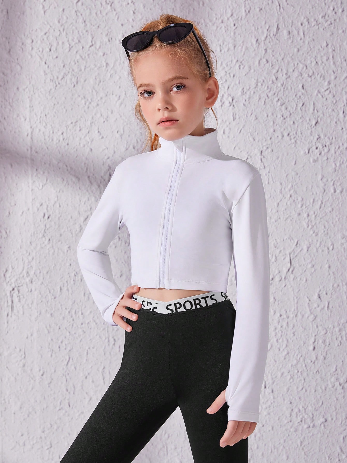 Tween Girl Zip Up Crop Jacket | SHEIN