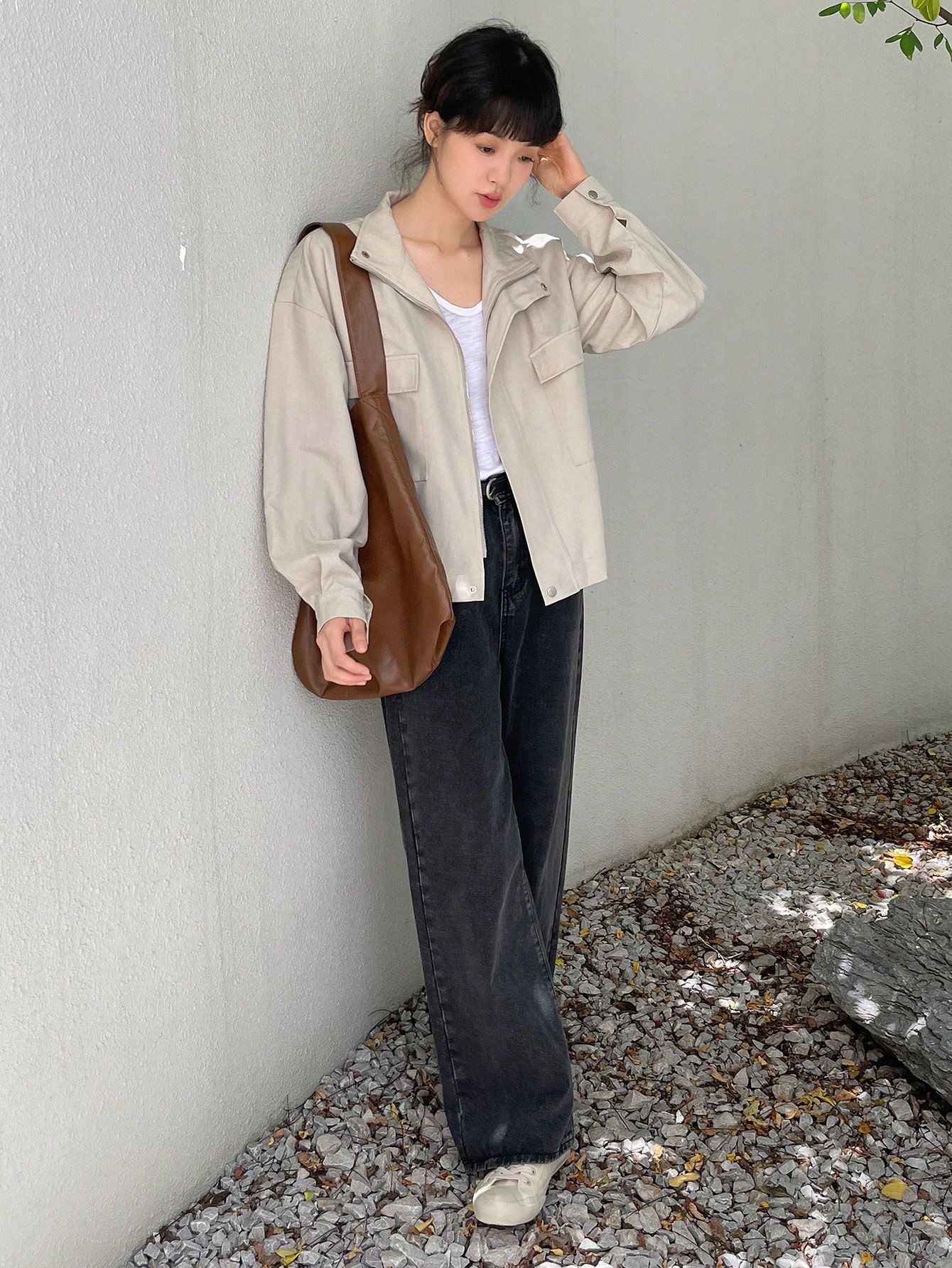 DAZY Flap Pocket Drop Shoulder Jacket | SHEIN USA