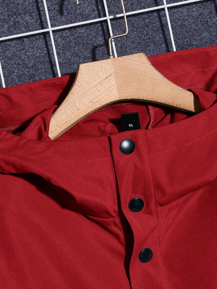 Manfinity Urbanchill Loose Fit Mens Letter Patched Half Button Hooded