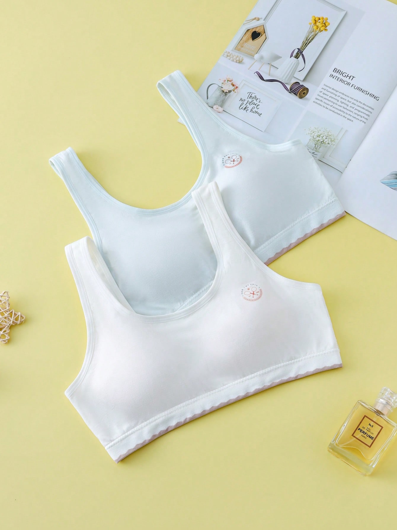 Tween Girl 2pcs Letter Graphic Contrast Binding Bralette for Sale ...