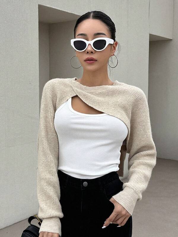 DAZY Kpop Jersey unicolor shrug | Moda de Mujer | SHEIN México