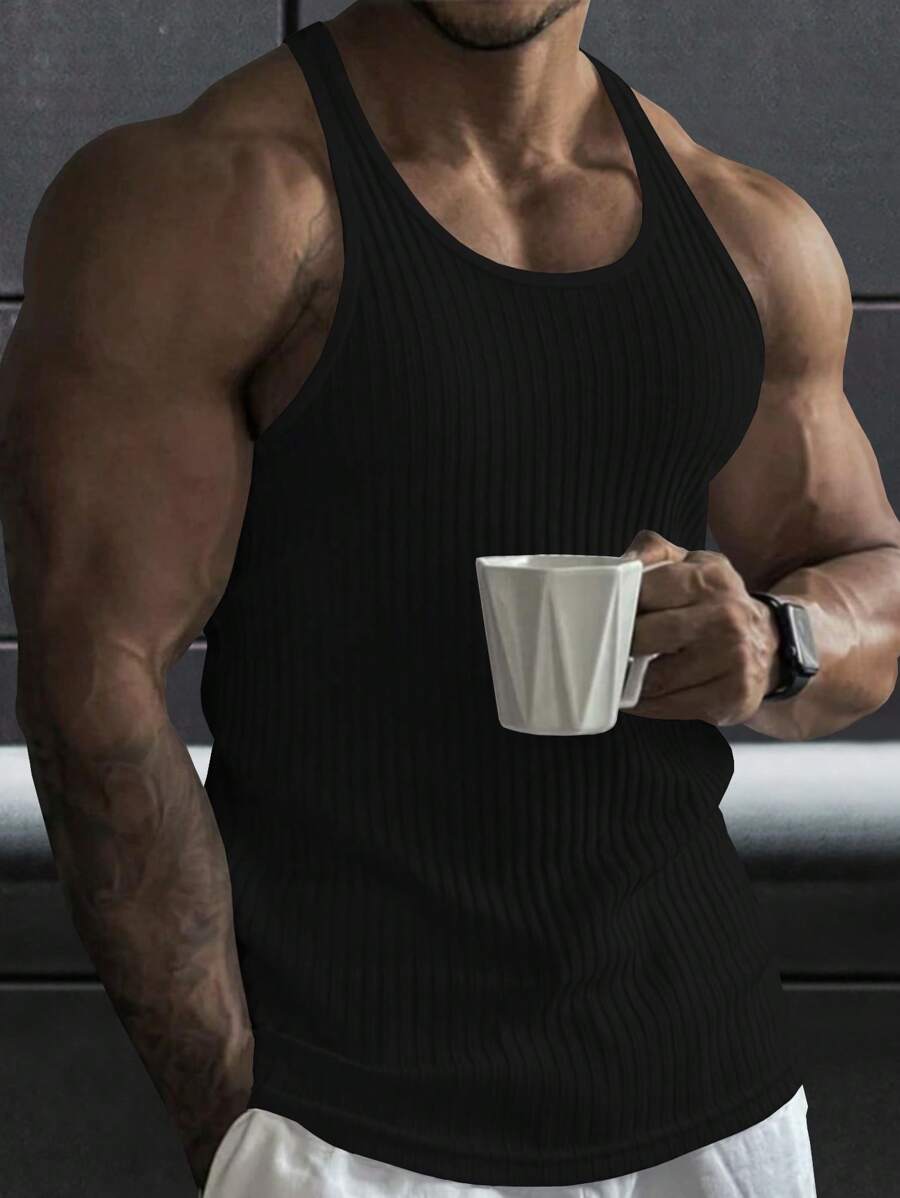 Manfinity Homme Men Solid Ribbed Knit Tank Top | SHEIN USA