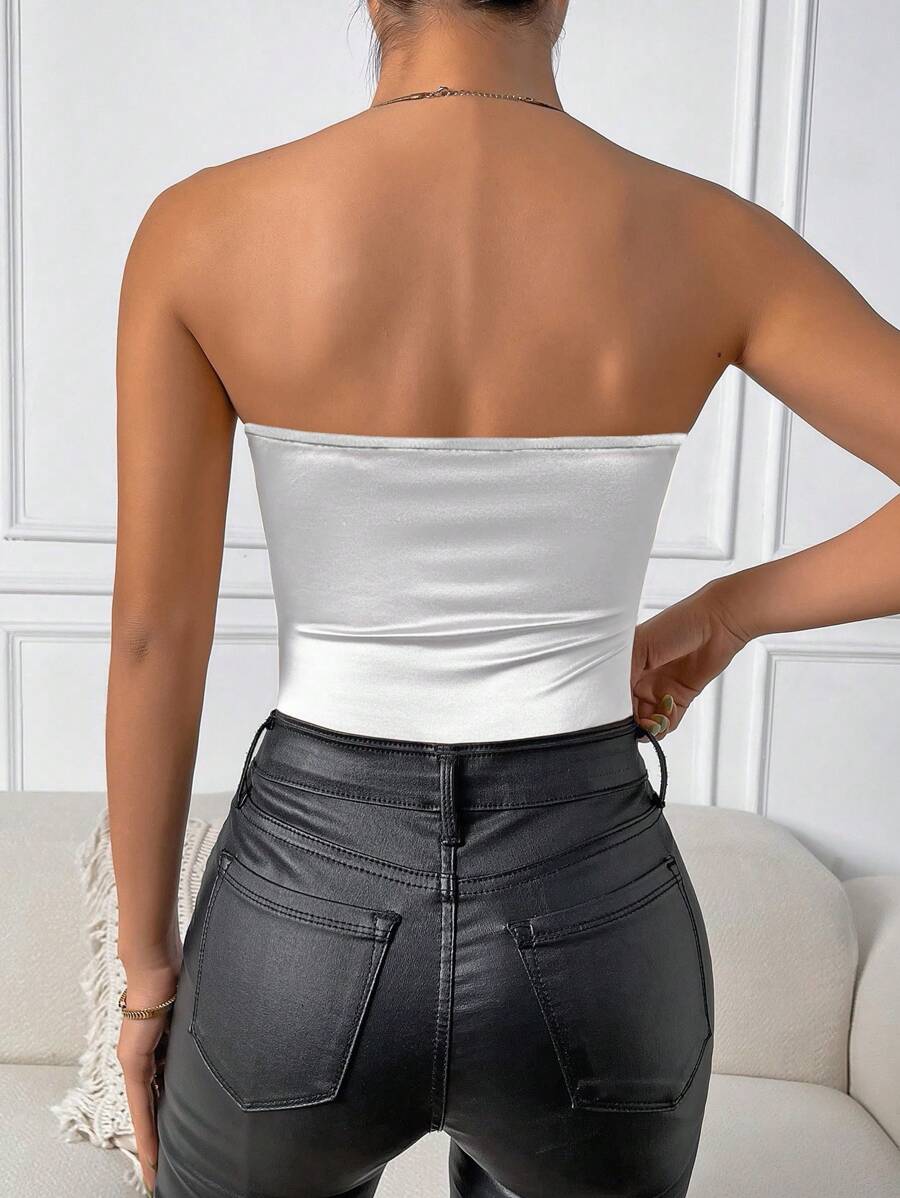 SHEIN Raffinéa Solid Tube Bodysuit For Holiday Party Clothes Bodysuits ...