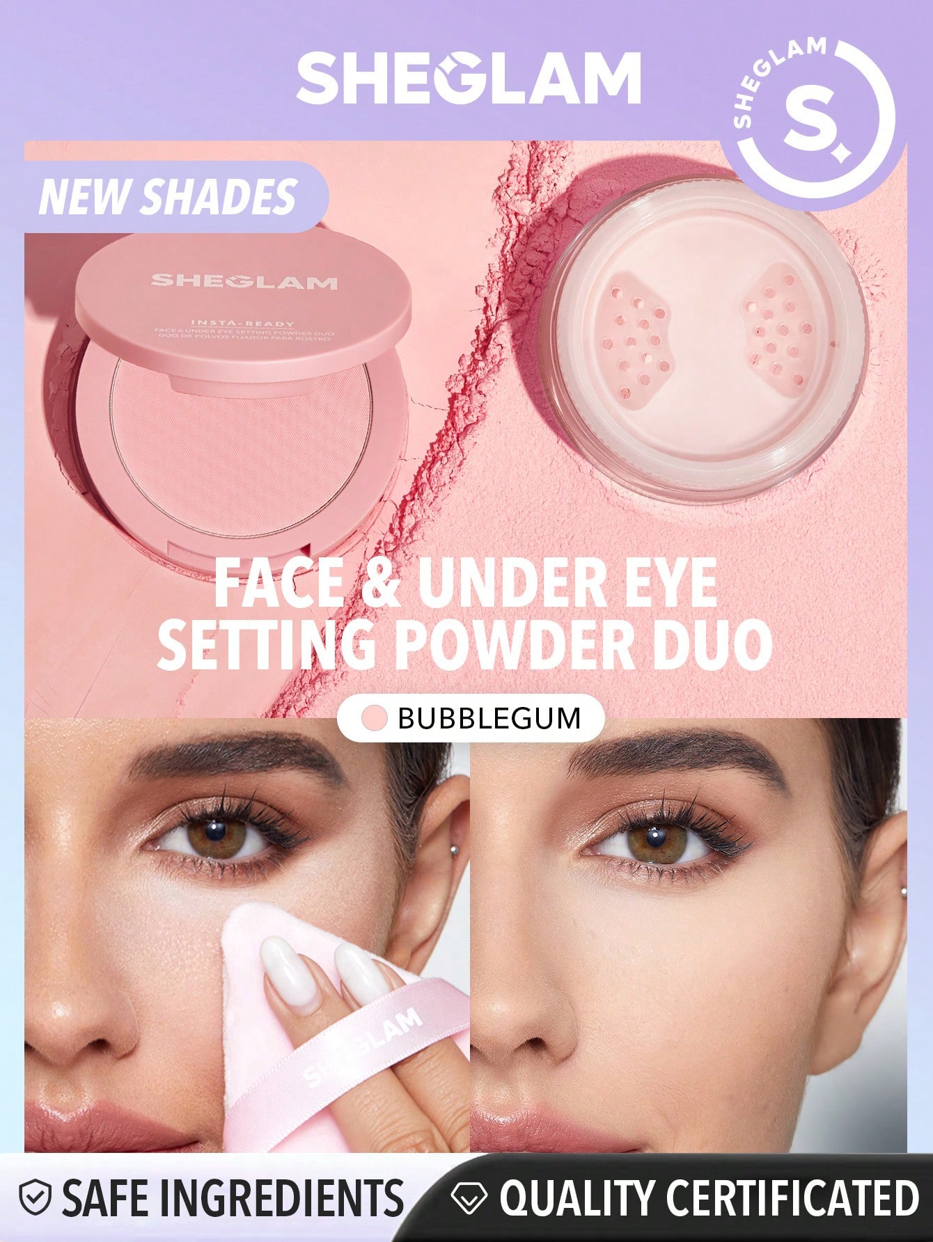 SHEGLAM Insta-Ready Face & Under Eye Setting Powder Duo-Bubblegum