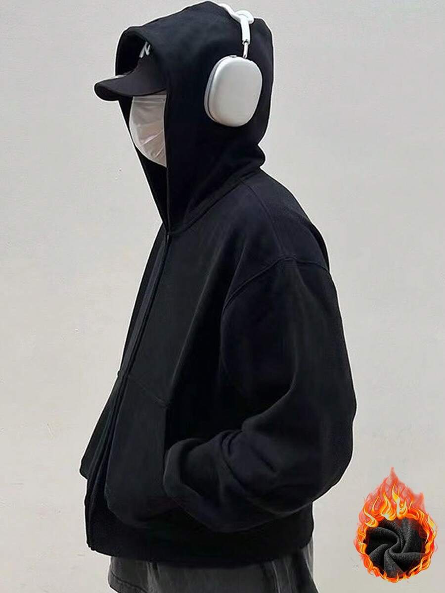 Manfinity EMRG Loose Fit Men's Zipper Closure Hooded Sweatshirt With ...