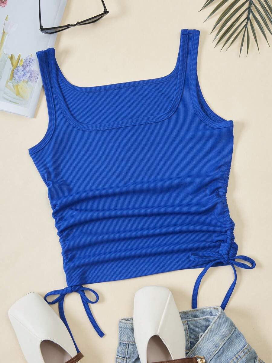 SHEIN EZwear Drawstring Side Crop Tank Top | SHEIN USA