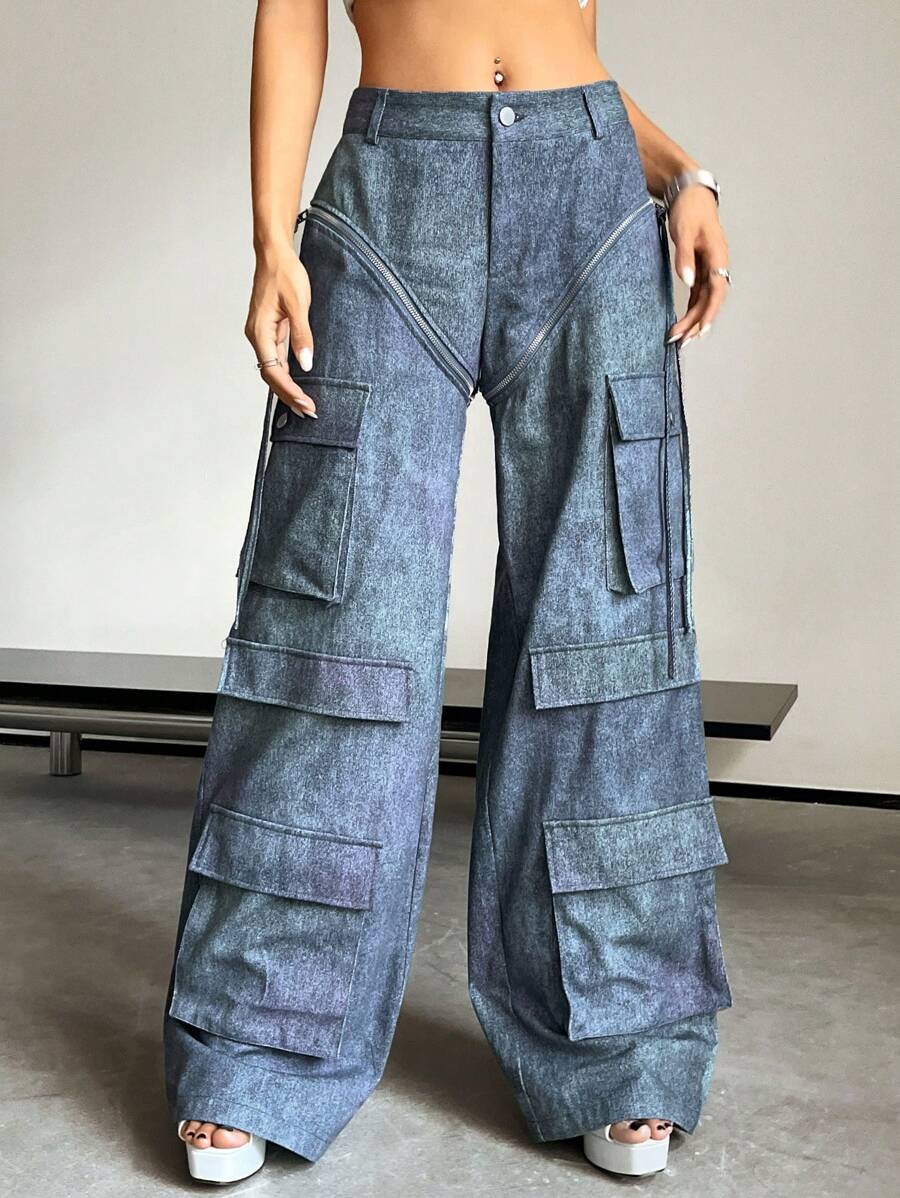 SHEIN X Danna Paola SHEIN ICON Flap Pocket Cargo Pants | SHEIN USA