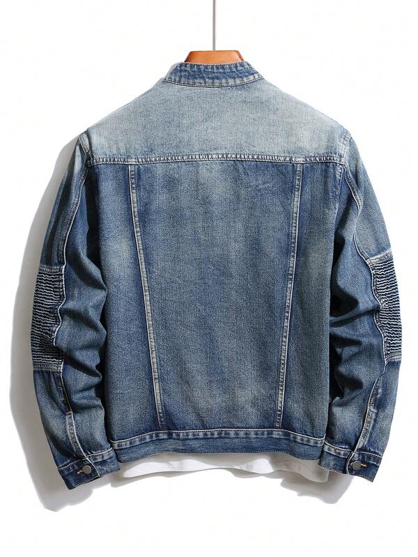 Manfinity Hypemode Men Zip Up Pocket Patched Denim Jacket | SHEIN EUR