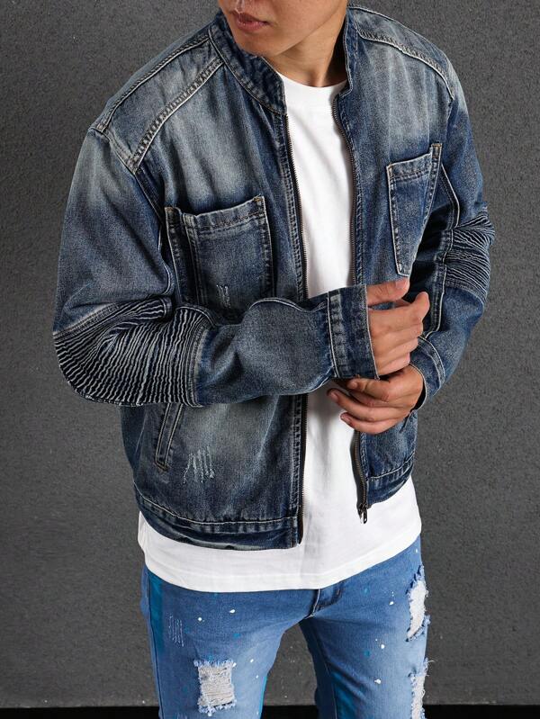 Manfinity Hypemode Men Zip Up Pocket Patched Denim Jacket | SHEIN EUR