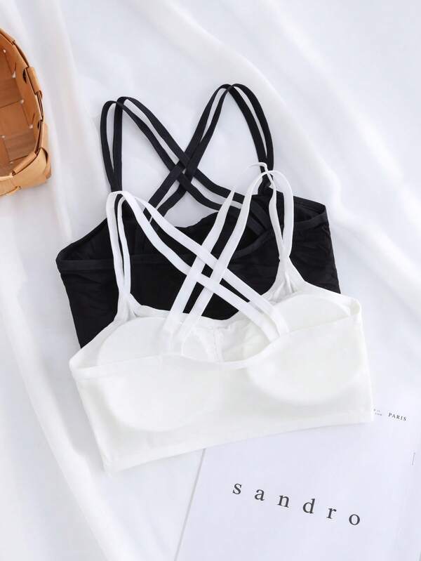 Tween Girl 2pcs Criss Cross Back Bra | SHEIN EUQS