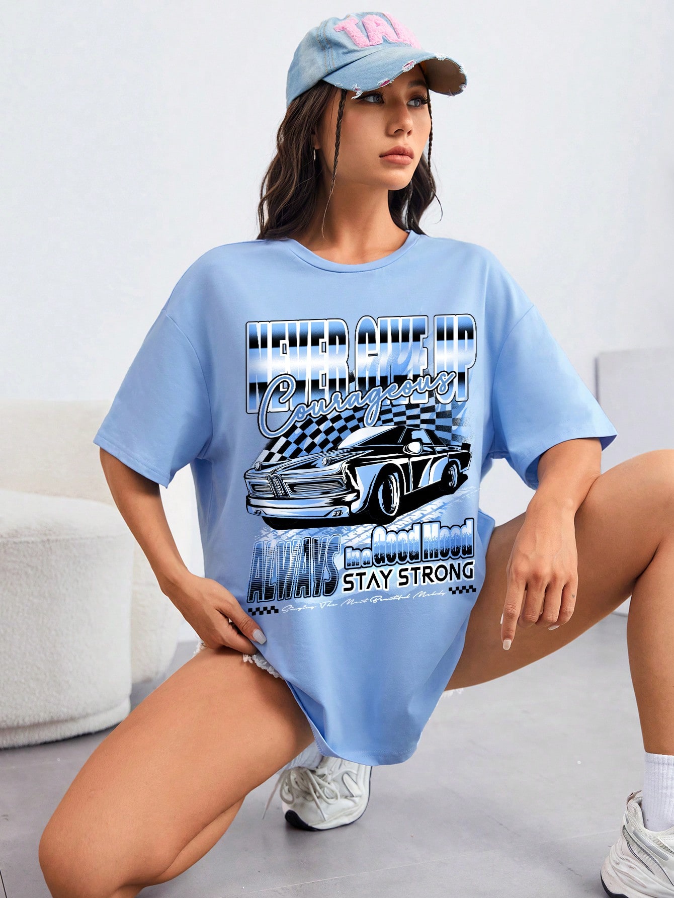 Shein Coolane Car And Letter Graphic Drop Shoulder Oversized Tee Shein Usa