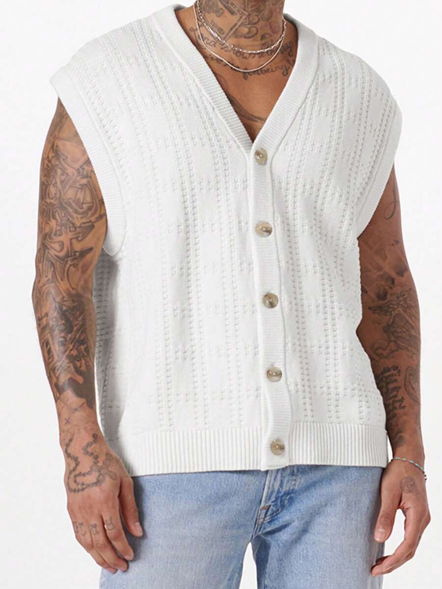 Men Button Front Sweater Vest | SHEIN USA