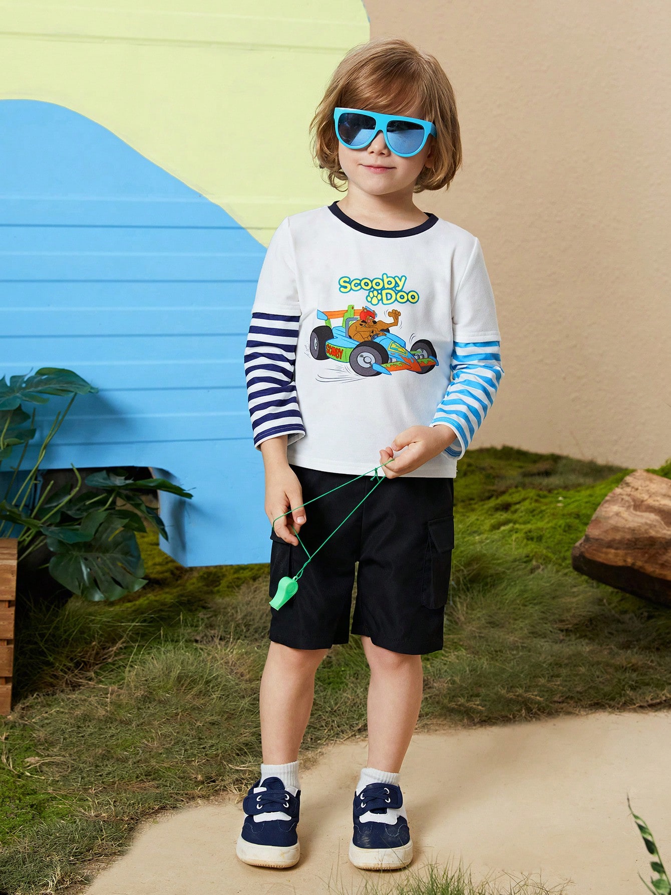 SCOOBY-DOO X SHEIN SHEIN Kids QTFun Young Boy Striped & Cartoon Graphic ...