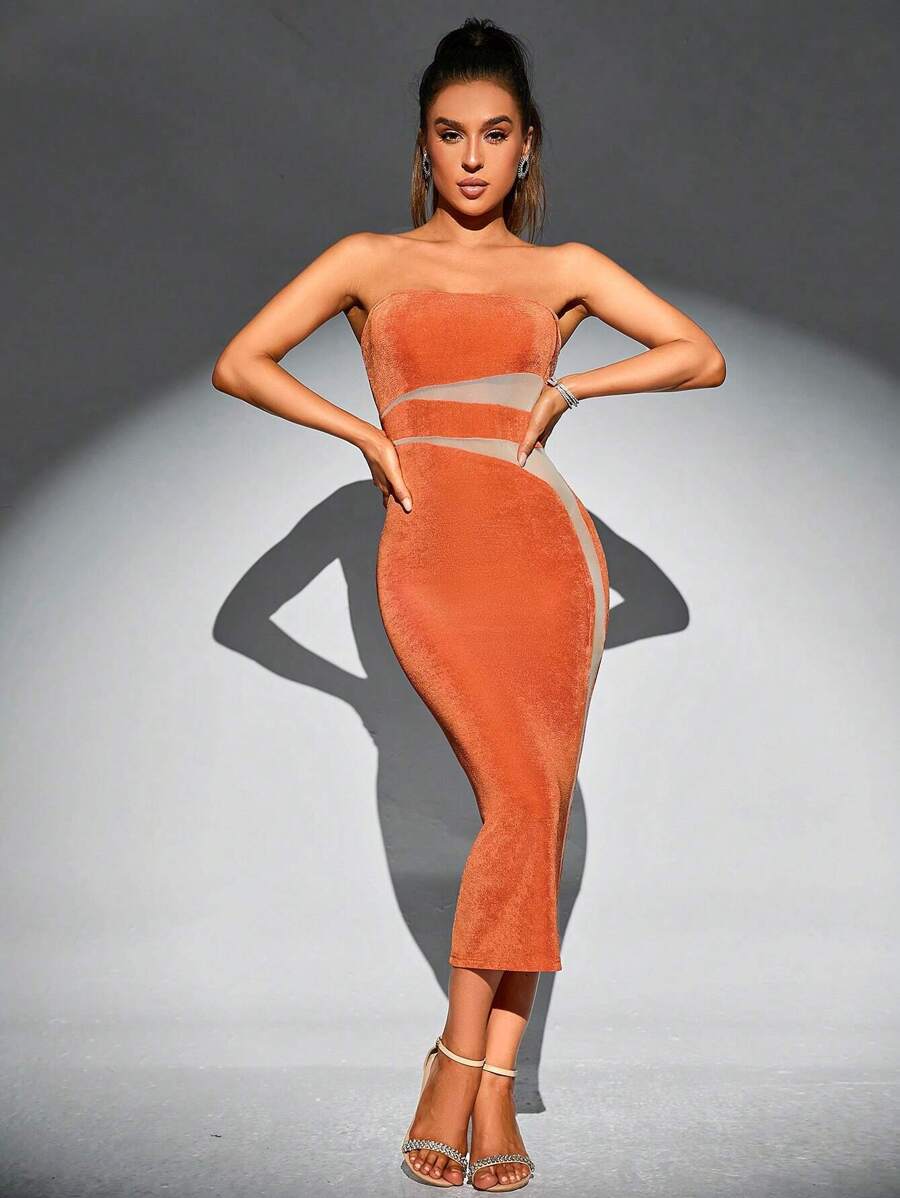 Allurite Solid Tube Bodycon Dress | SHEIN USA