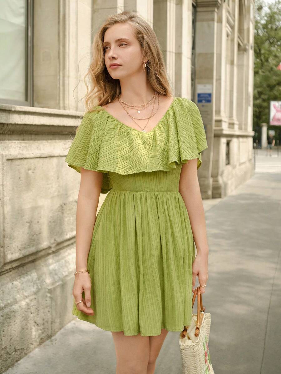 SHEIN Frenchy Open Back Ruffle Trim Dress | SHEIN USA