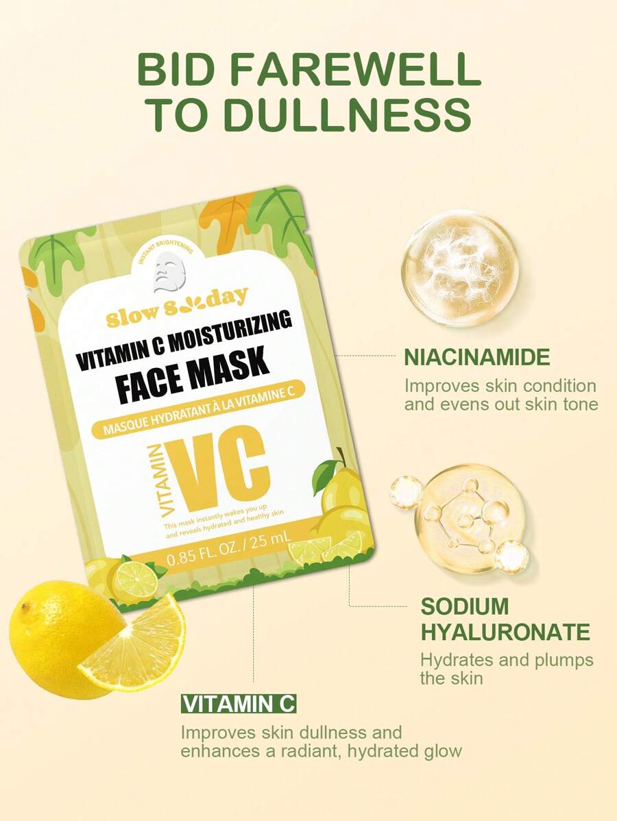 SlowSunday Hydrating Face Masks, VC Instant Brightening Firming Anti ...