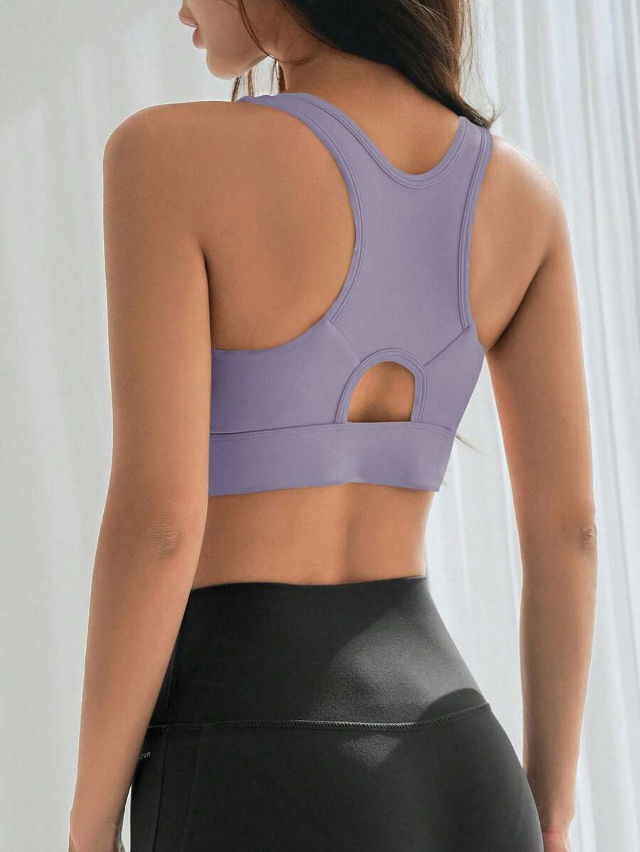 DAZY Solid Zip Up Crop Sports Bra | SHEIN USA