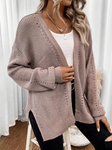 SHEIN LUNE Drop Shoulder Casual Design Cardigan | SHEIN USA