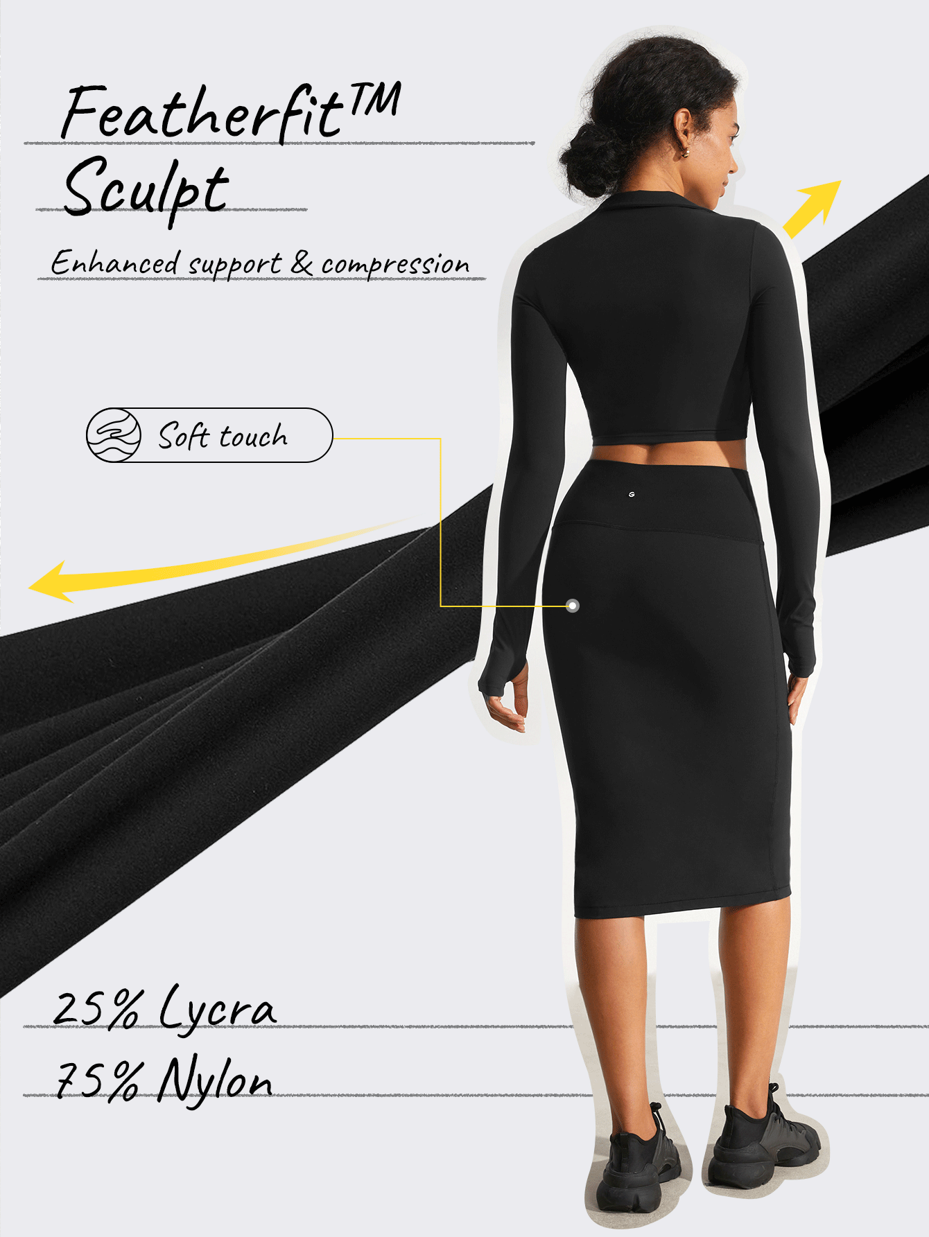GLOWMODE FeatherFit™-Sculpt Tummy Control Slit Midi Pencil Skirt ...