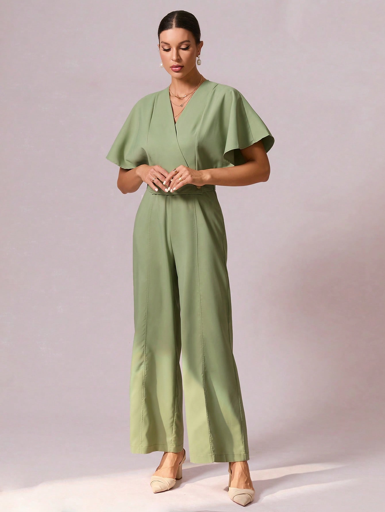 Solid Batwing Sleeve Jumpsuit | SHEIN UK