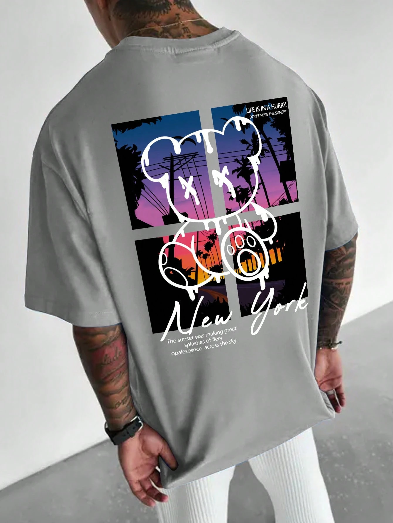 Manfinity EMRG Men Cartoon Bear & Slogan Graphic Loose Tee | SHEIN UK