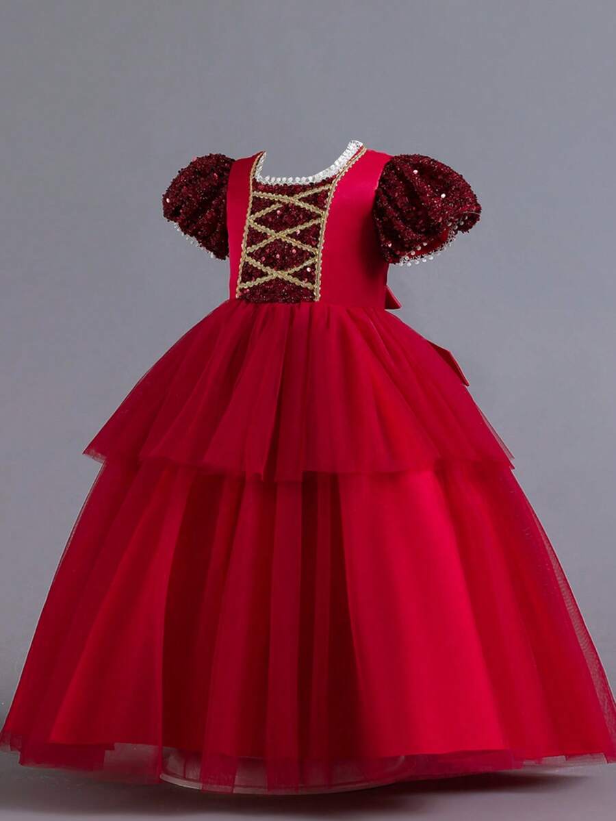 Western Style Tween Girl Party Dress For Children, Glitter Wedding ...