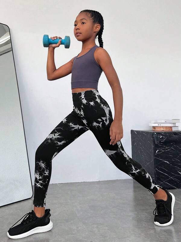 SHEIN Tween Girl Seamless Sportswear Patterned Tight Elastic ...