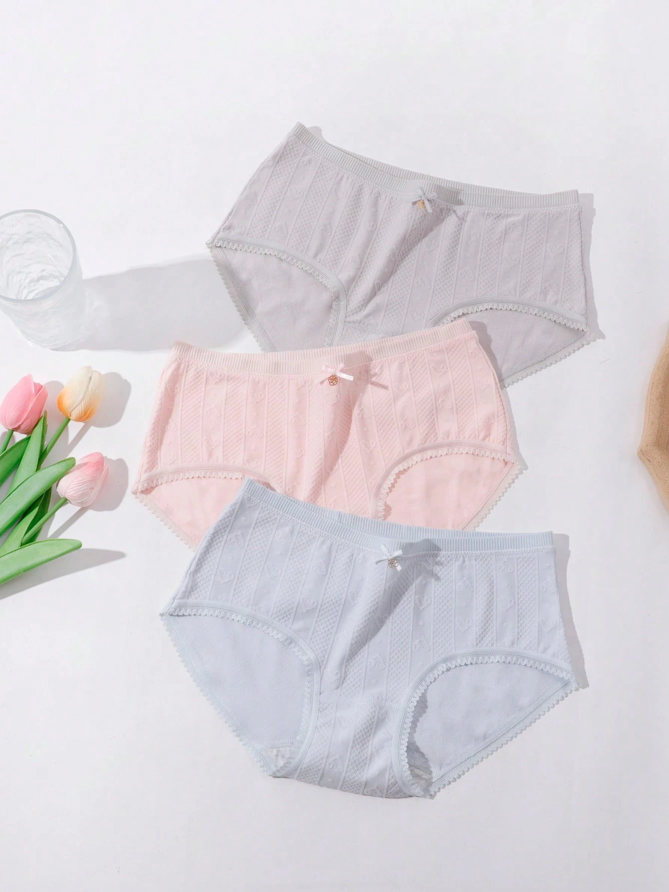 Tween Girl 3pcs Solid Bow Front Brief | SHEIN USA