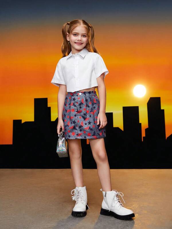 WONDER WOMAN X SHEIN Chica preadolescente Falda con estampado de ...