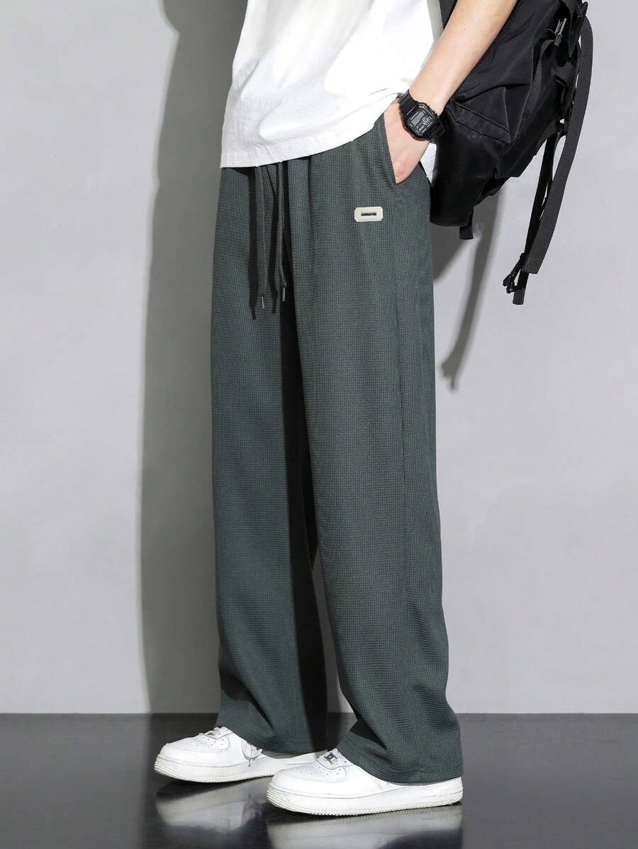 Men Letter Patched Detail Drawstring Waist Pants | SHEIN USA