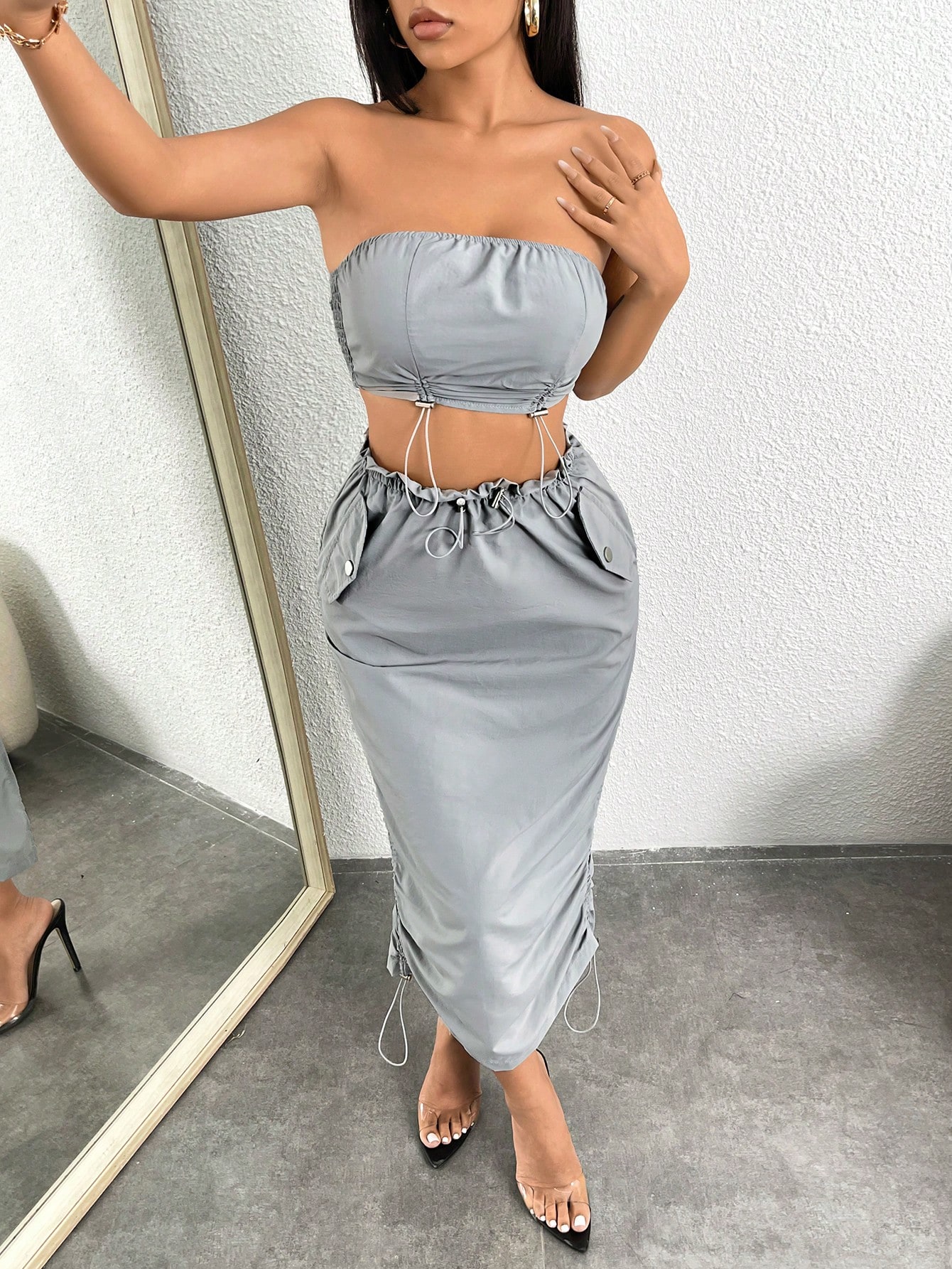 SHEIN SXY Drawstring Tube Top & Skirt | SHEIN USA