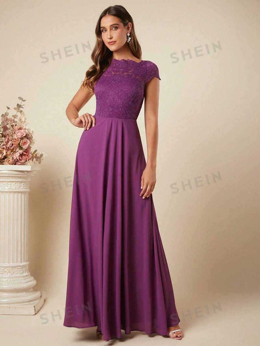 Shein Belle Guipure Lace Panel Dress Shein Usa