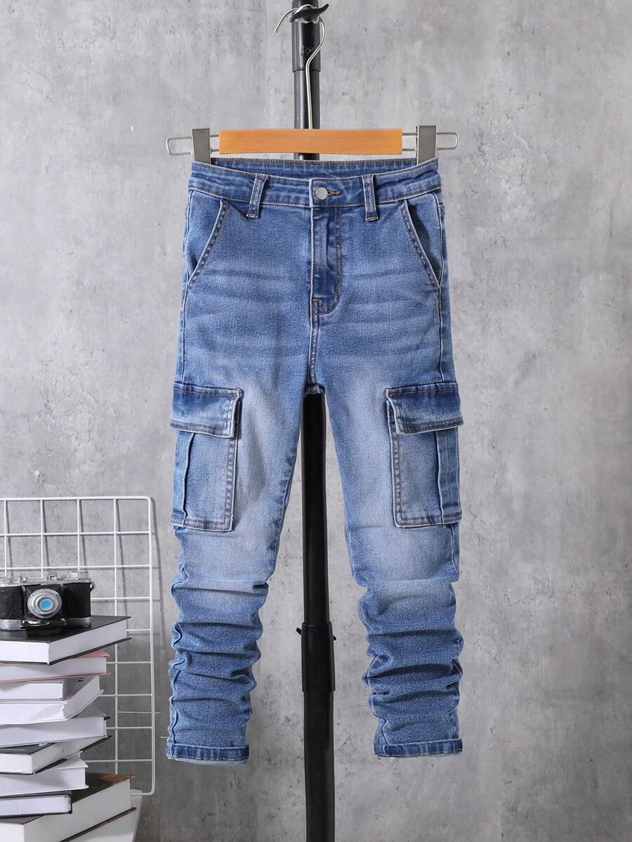 SHEIN Tween Boy Flap Pocket Side Cargo Jeans | SHEIN USA