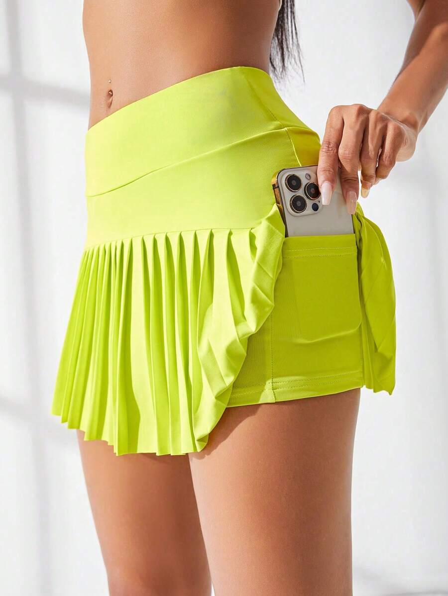 SHEIN Tennis Basic Skort deportivo unicolor bajo fruncido | Moda de ...
