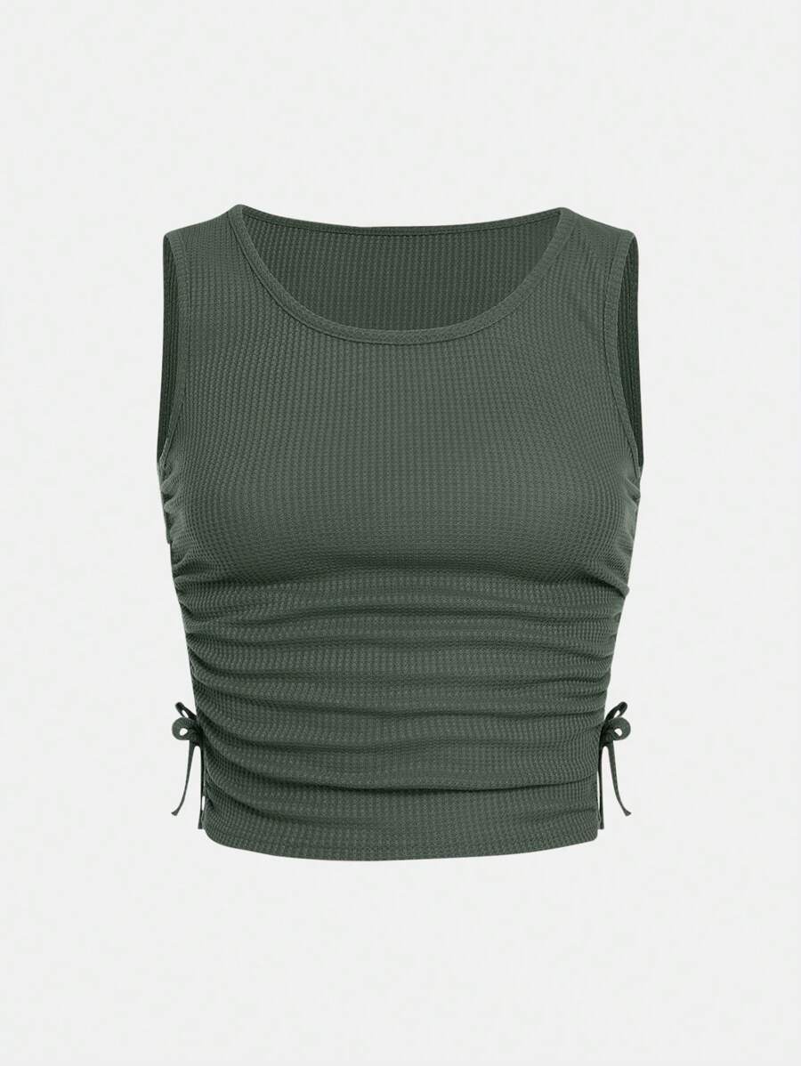 SHEIN Teen Girl Solid Color Drawstring Side Teenage Girls' Summer Tank ...